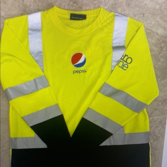 Pepsi | Shirts & Tops | Pepsi Yellow And Black Long Sleeve Safety Tee ...
